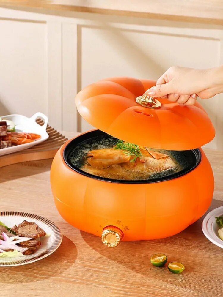 Кастрюля "Тыква", оранжевая, с антипригарным внутренним покрытием