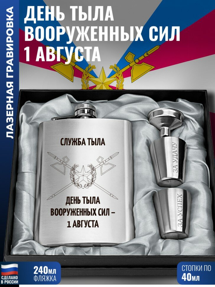 Набор "День тыла Вооруженных сил - 1 августа" (фляжка, стопки, воронка)