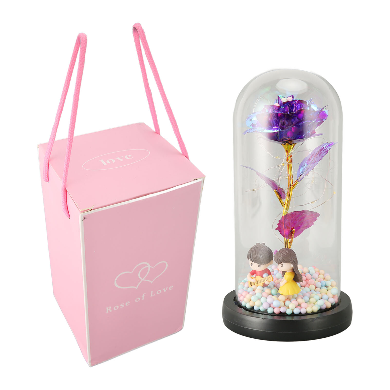 Сохраненные цветочные светодиодные светильники Colorfate Ярко изящный романтическая элегантная элегантная красная роза для праздничной годовщины фиолетовый