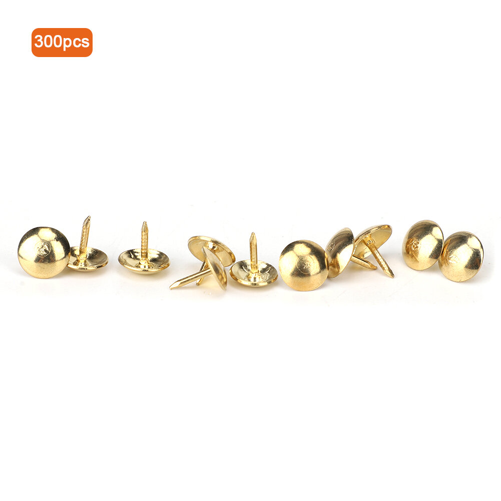 300 шт. обивочных гвоздей, шпилек, кнопок для гладкой поверхности, декоративные мебельные гвозди (желтые)