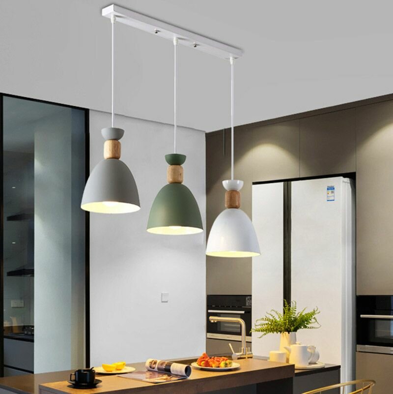 3 головы Потолочный подвесной светильник E27 в скандинавском стиле для освещения кухни, подвесной светильник для спальни, прикроватной лестницы