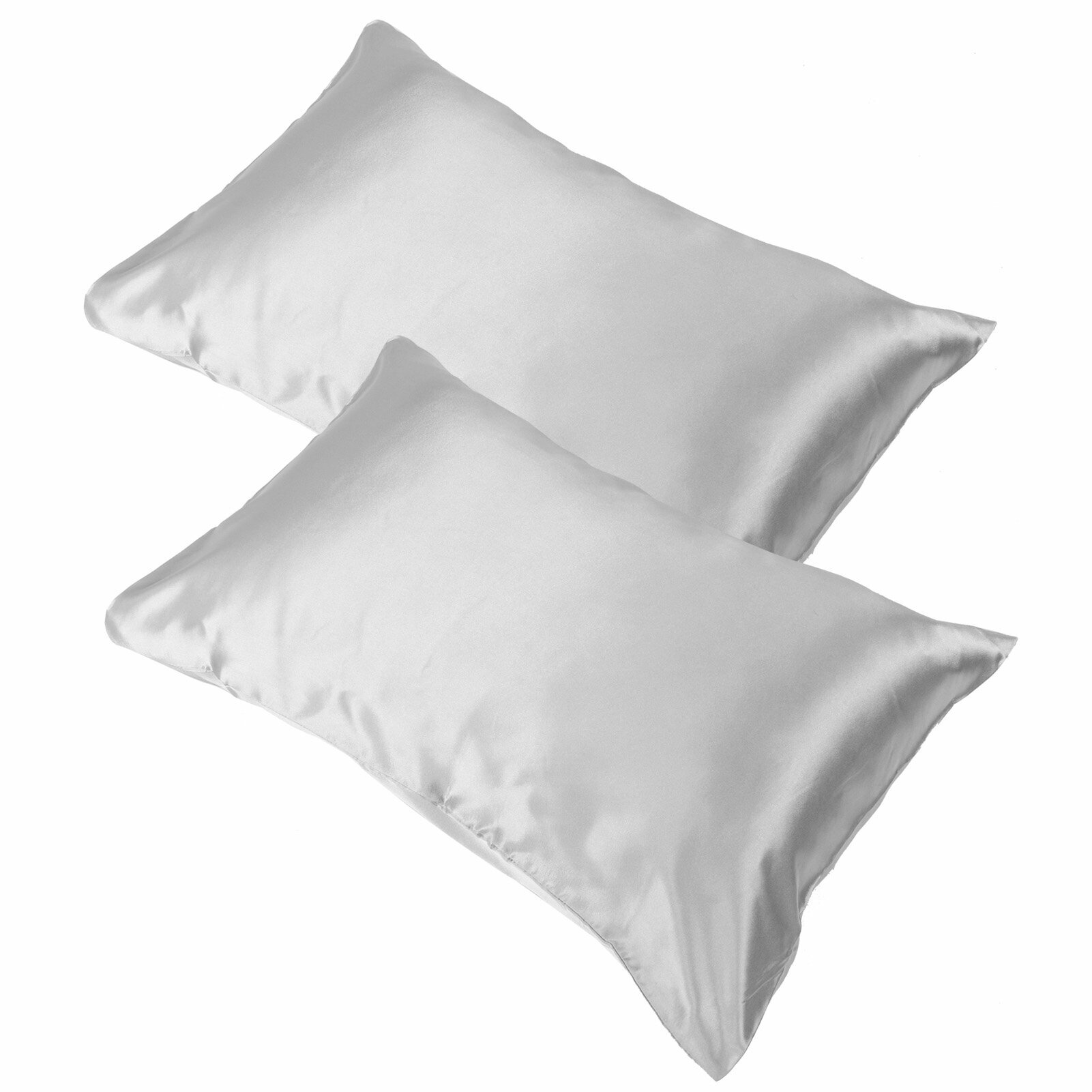 2 шт, 75 x 150D, атласная наволочка, мягкая наволочка с конвертом, герметичное постельное белье, серебро