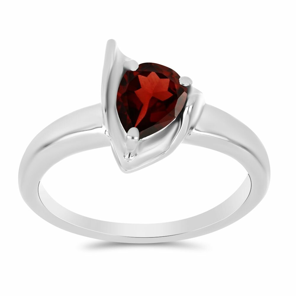 Кольцо тонкое, серебро, 925 проба, родирование, гранат