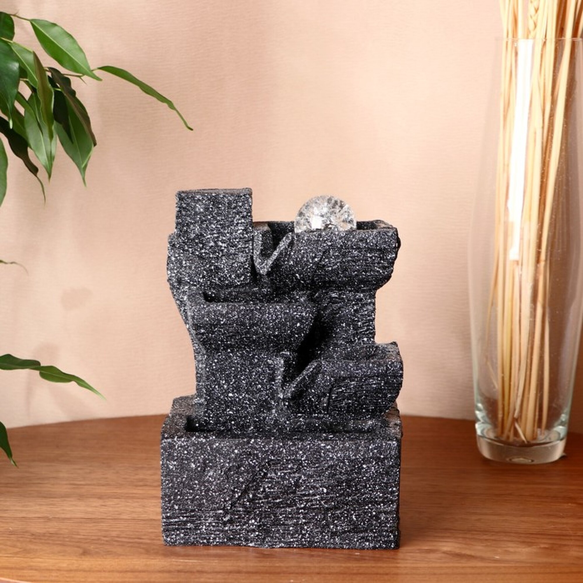 Фонтан Сима-ленд «Баланс», настольный, с подсветкой, полистоун/стекло, серый