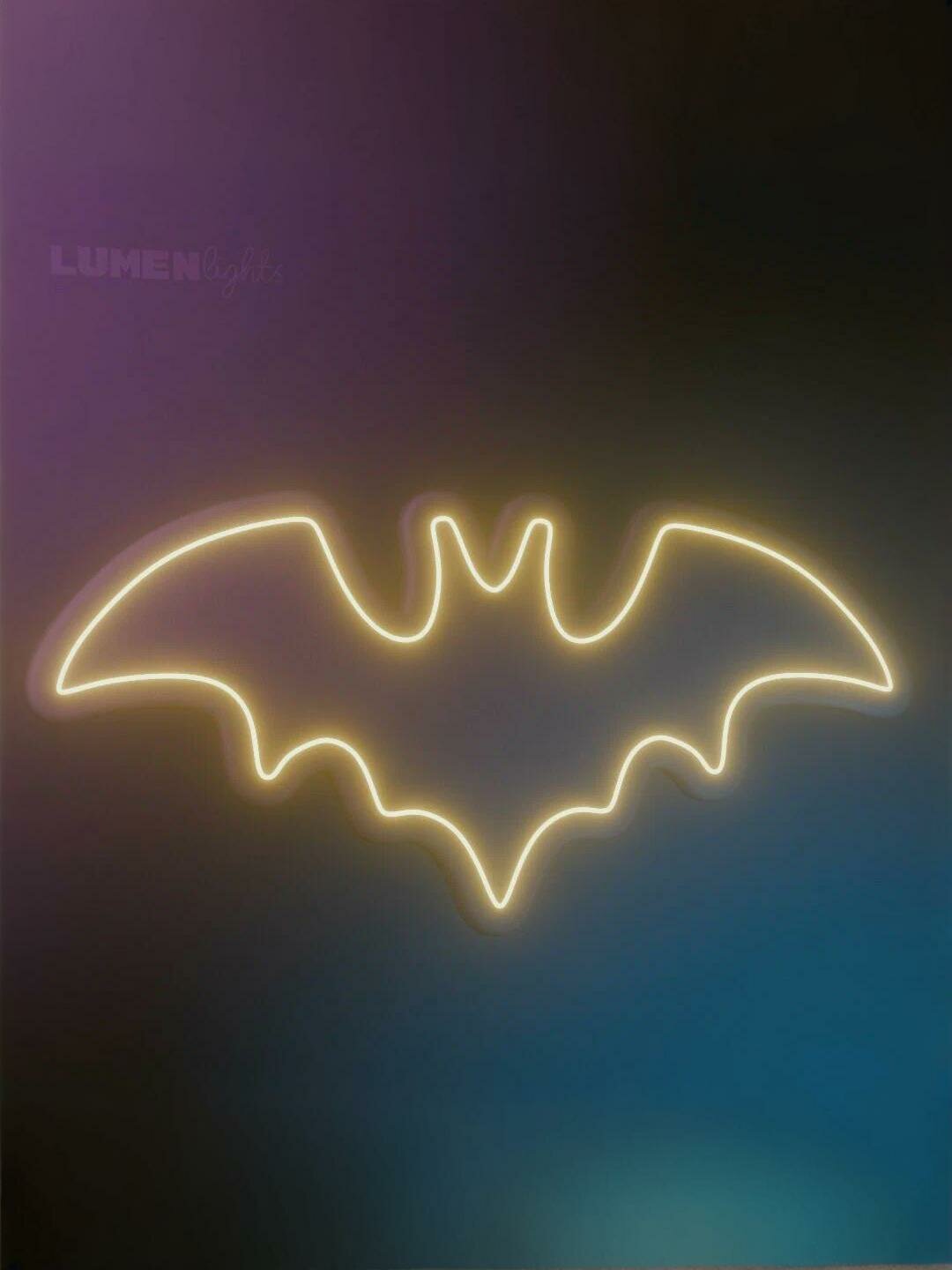 Неоновая вывеска, светильник декоративный Летучая мышь, 35х16 см.