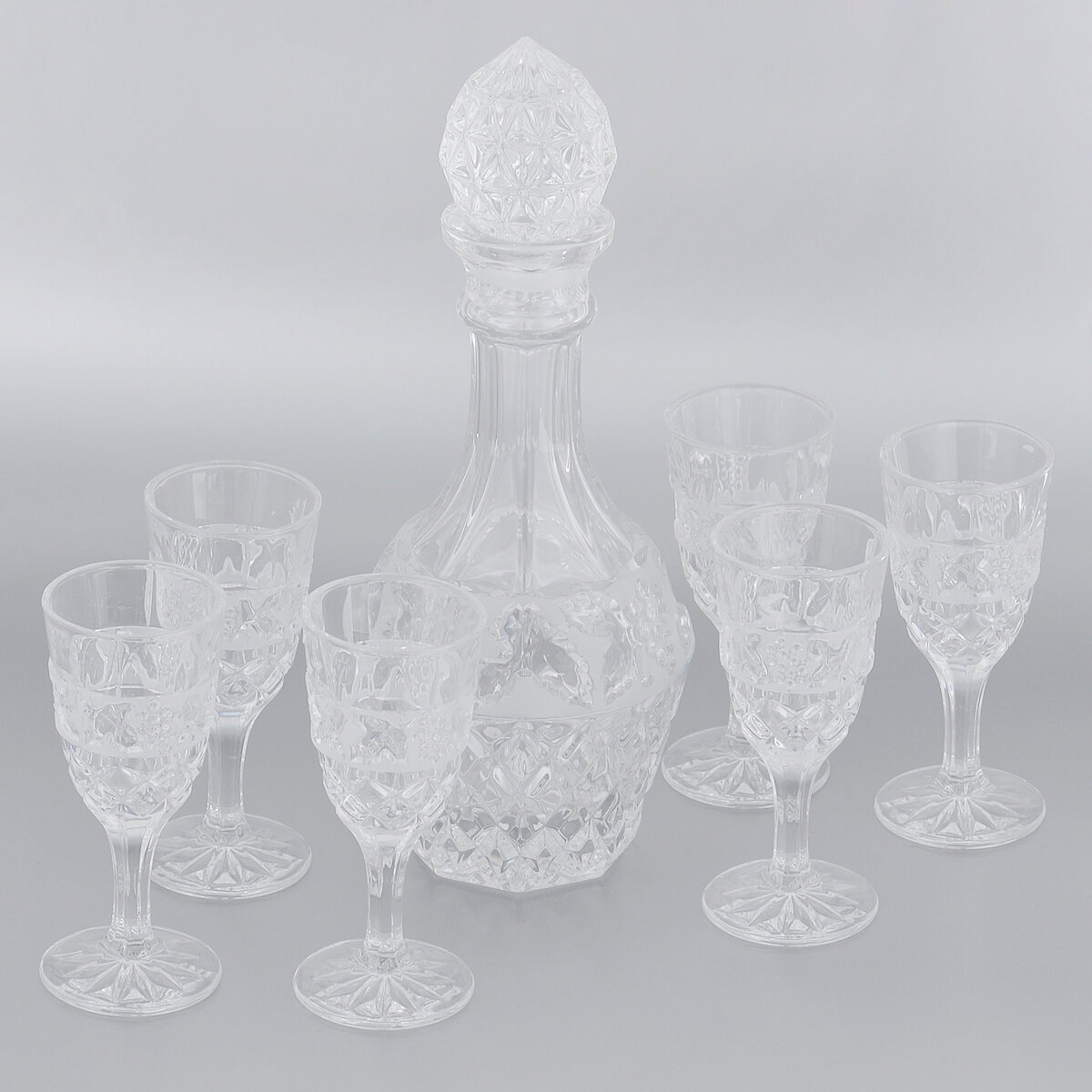 Набор для ликера "VINIA": 1 графин 750 мл + 6 рюмок 80 мл, хрусталь, Crystal Bohemia/ БПХ058