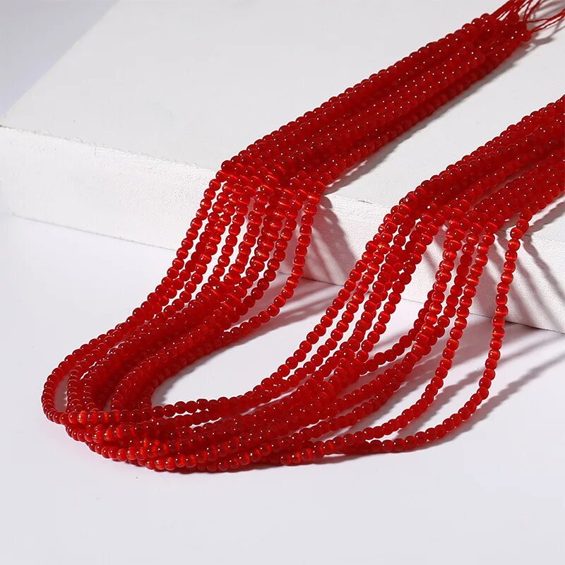 Лунный камень кошачий глаз бусины 2 мм Красный, 4