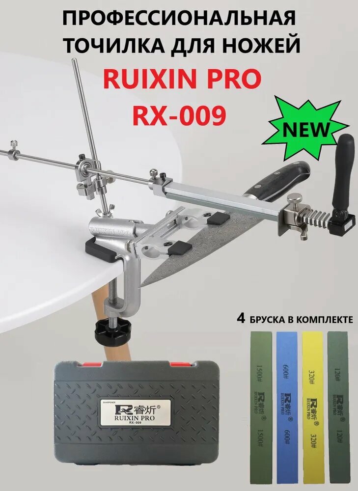 Точилка RuiXin PRO RX-009, с водными камнями и поворотным механизмом, оранжевая