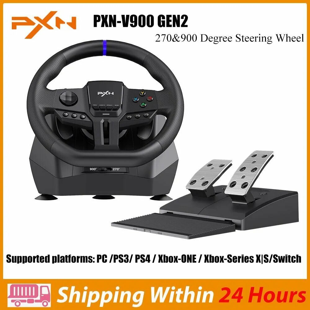 PXN V900 GEN2 игровой руль гоночный симулятор вождения 270/900 вращение для ПК, Switch, PS3 PS4 Xbox One, Xbox Series X/S