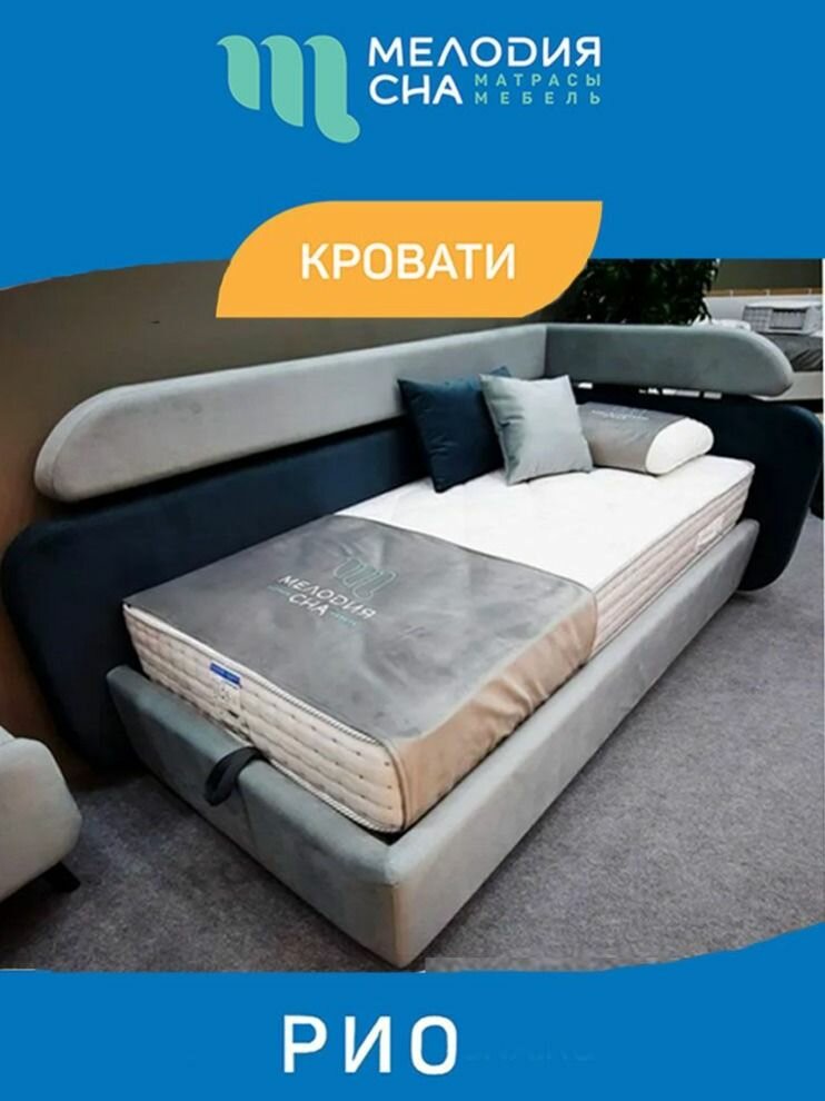 Кровать Рио, 140х200, изумрудный компаньон, правый угол