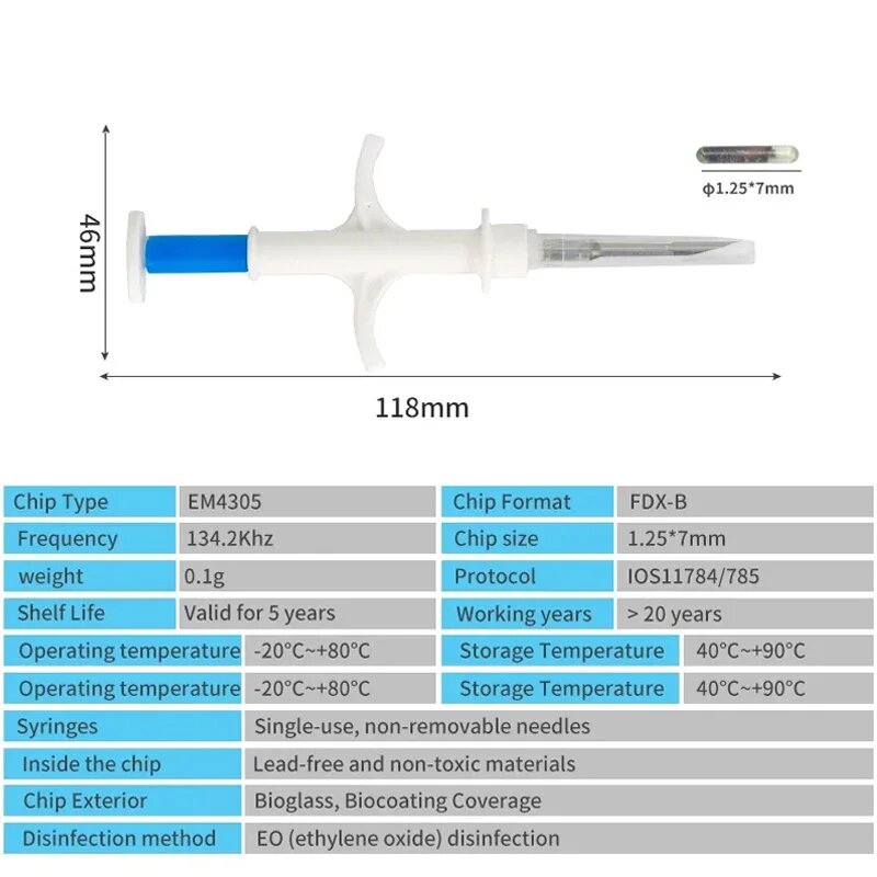 Микрочипы для животных FDX-B 5 шт. 5pcs 1.25x7mm