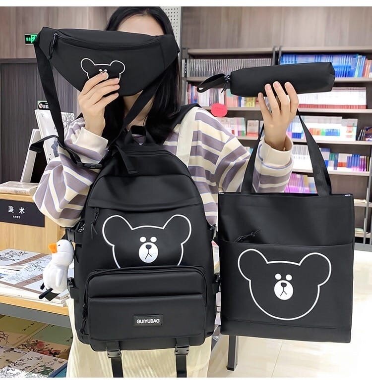 Школьный рюкзак для девочек, комплект из 4 предметов, ранец, пенал, сумка для документов