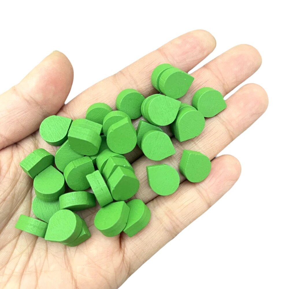 Деревянные игровые жетоны 100 шт. Зеленый, water drop