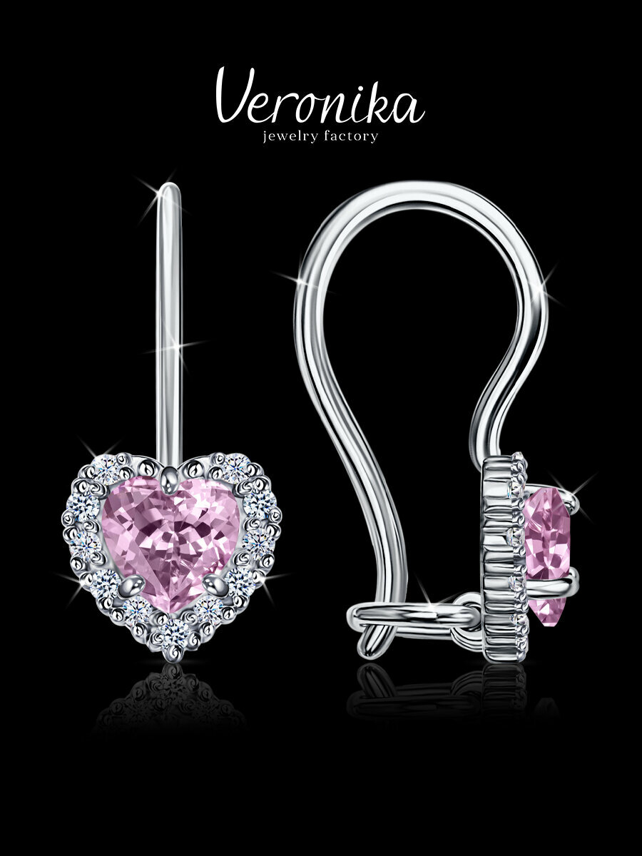 Серьги, серебро, 925 проба, родирование, фианит