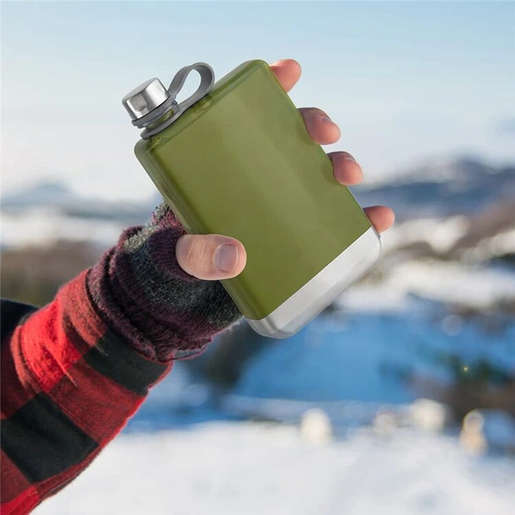 Премиум фляга для виски из нержавеющей стали 9 oz, green no funnel