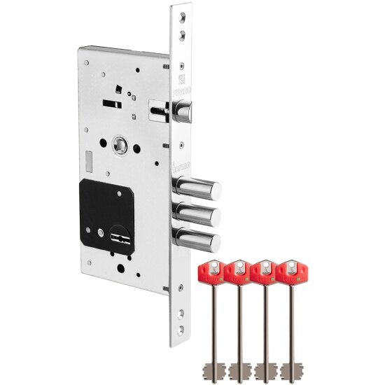 Fuaro Замок врезной сувальдный TERMO MDV25/S-60.85.3R16 4 key (ключ удл. 120/75 мм)