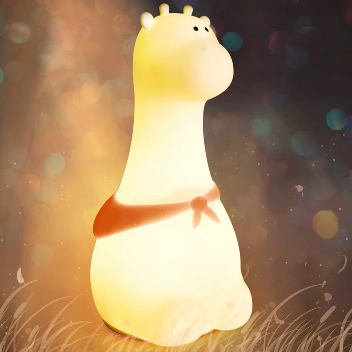 Ночник для детей, ночник в виде жирафа с батарейками, настольная лампа с 7 цветами, декор для комнаты, аккумулятор Type-C, симпатичные разноцветные светодиодные подарки для младенцев, детей, малышей и девочек-подростков (1 шт.)