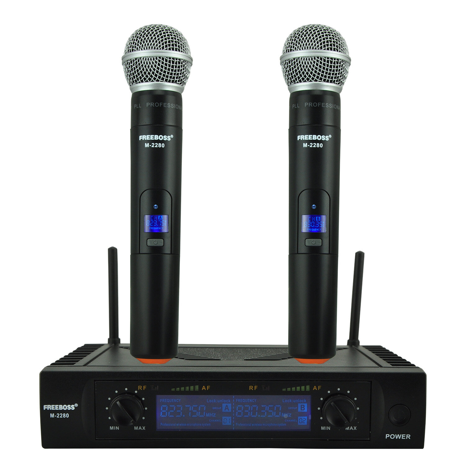 Двухканальный металлический беспроводной микрофон 50 м УВЧ фиксированной частоты караоке-микрофон для дома M-2280