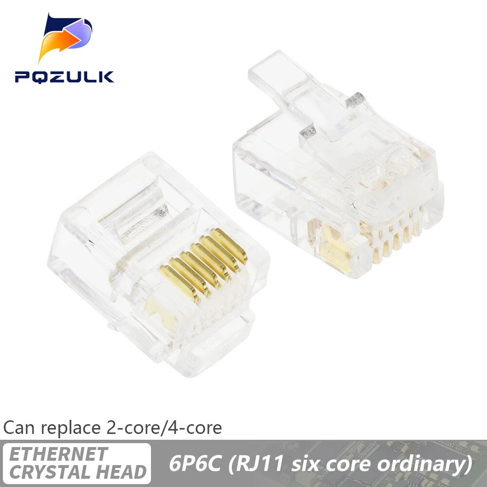 4P4C 6P4C 6P6C 8P8C RJ11 Telephone Modular Plug Jack RJ11 Connector Crystal Head Ethernet Cable Plugs Heads