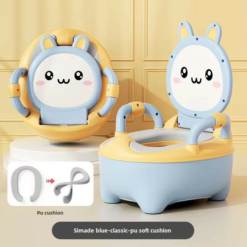 Детский горшок "Милый маленький голубой кролик", с подушкой из искусственной кожи, 100 пакетов для чистки