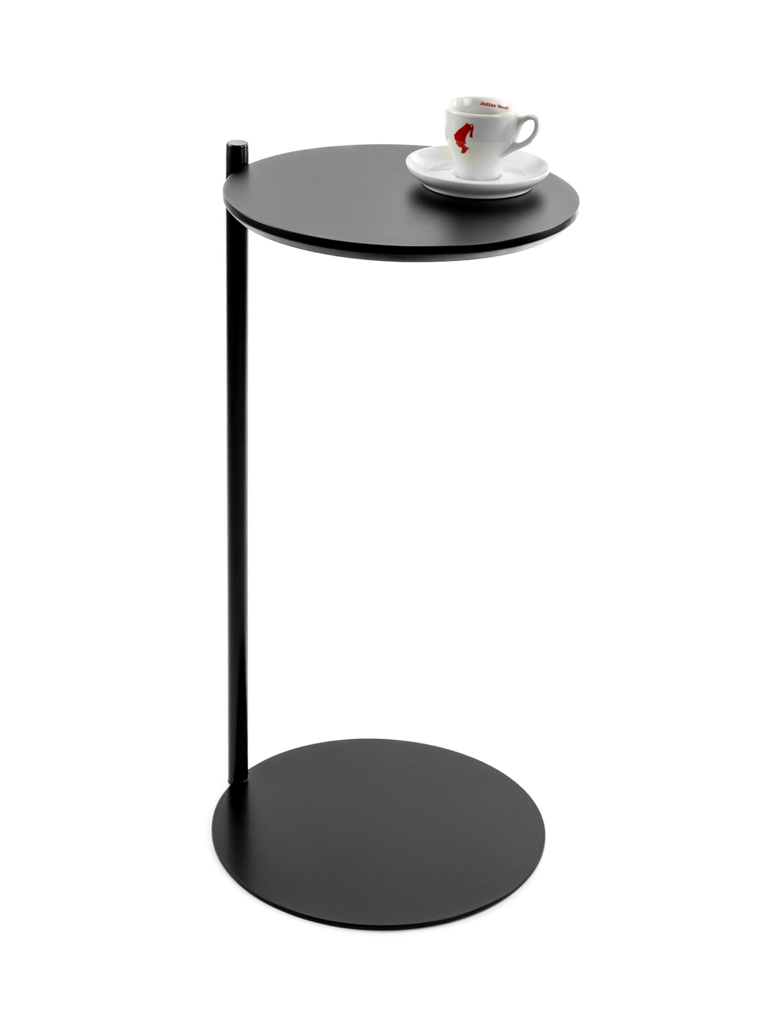 Кофейный столик прикроватный черный, эмаль мдф 69х32 см, круглый