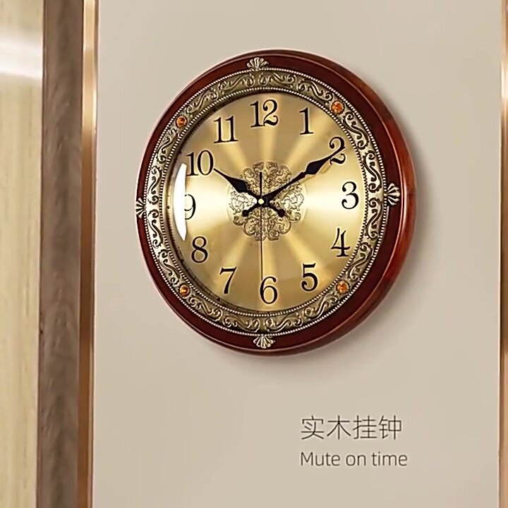 Часы настенные "Wood Wall Clock", круглые, бесшумные, механические, с гирями, 5 AA