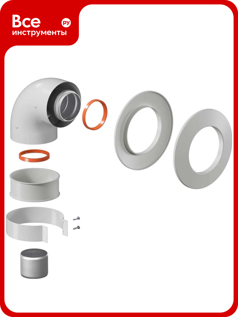 Отвод коаксиальный KRATS 60/100, Baxi, кроме ECO Nova/Classic, Ariston, Vaillant, Viessmann, Kiturami, Mizudo, Hubert