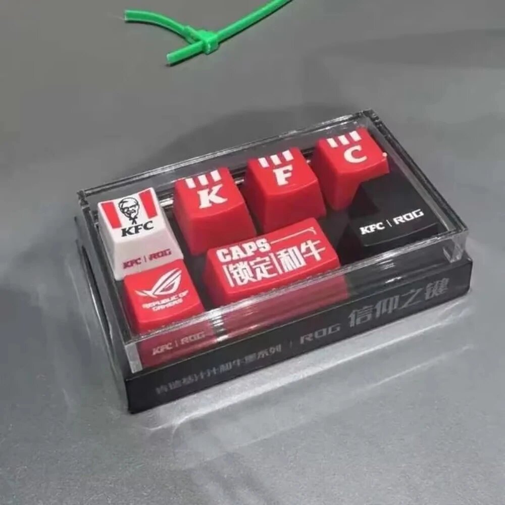 Kfc Keycap Механическая клавиатура Rog Collaboration Diy Модель Аниме Мультфильм Периферийные игрушки Набор Коллекция Украшения Подарки для фанатов