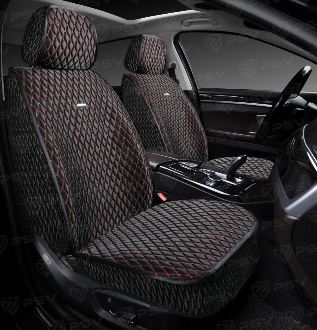 Накидка на сиденье "PSV" 5D Xolodok 2 Front черный/отстрочка красная (на передние сиденья)