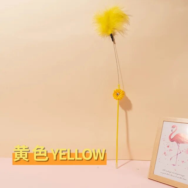 Симуляция пера Интерактивная игрушка для кошек Атласная лента Колокольчик Кошачья палочка Игрушки для котят Играющая палочка-дразнилка Аксессуары 고양이 장난감