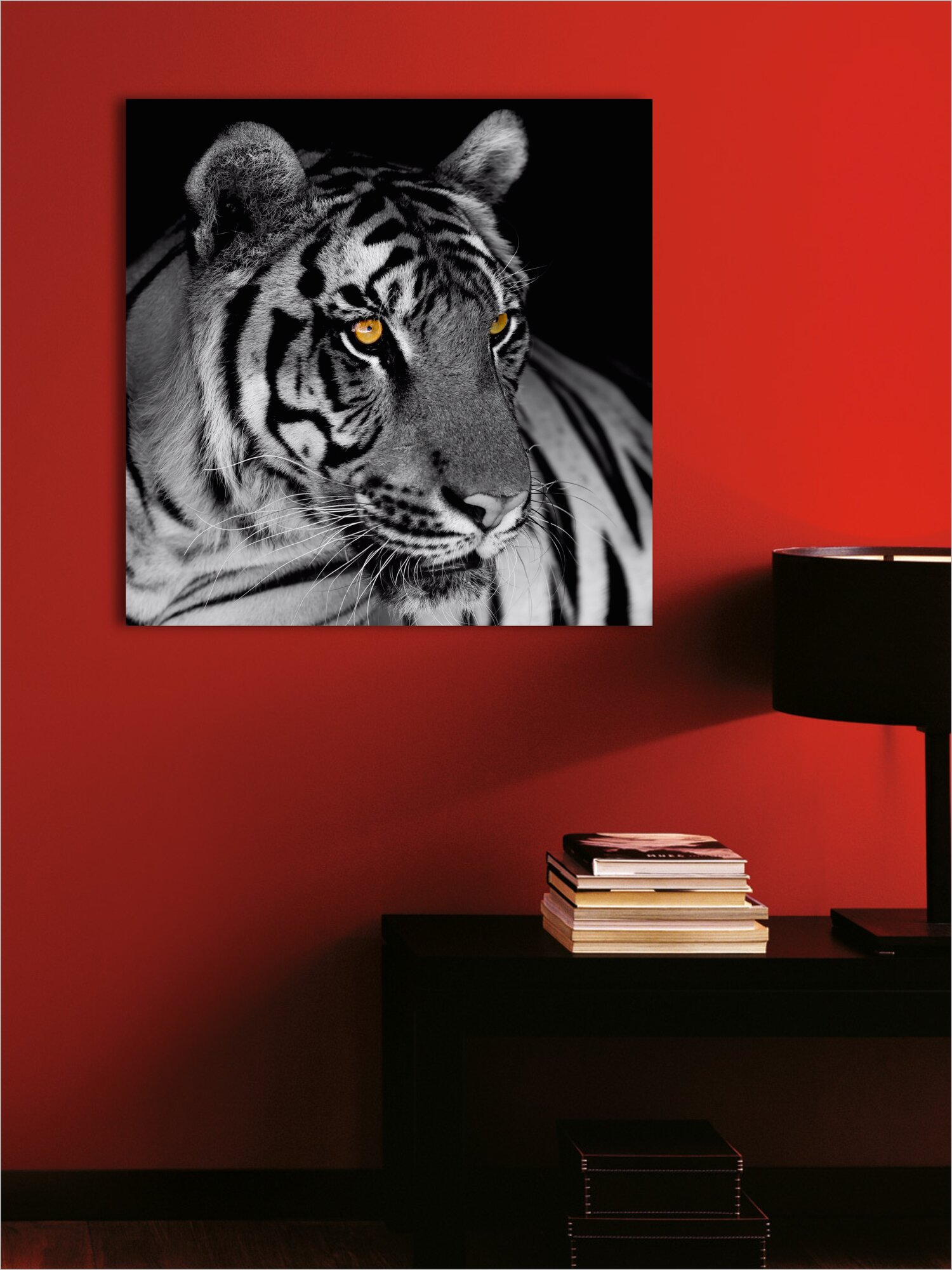 Картина квадратная, Полосатый тигр , 60х60 см Art IrbisPrint натуральный холст на подрамнике 20 мм из натуральной сосны