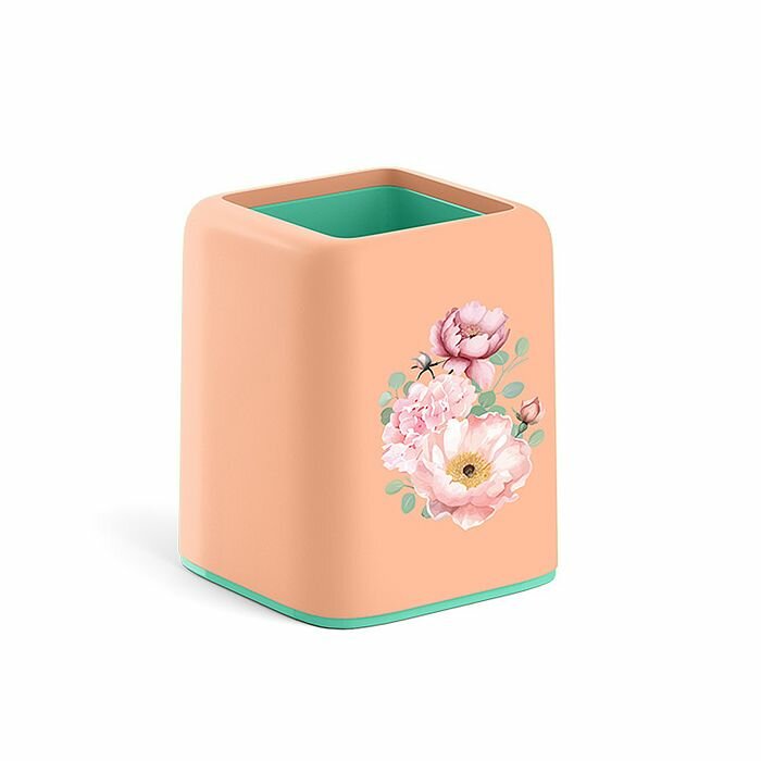 Подставка настольная Erich Krause пластиковая, персиковый с зеленым