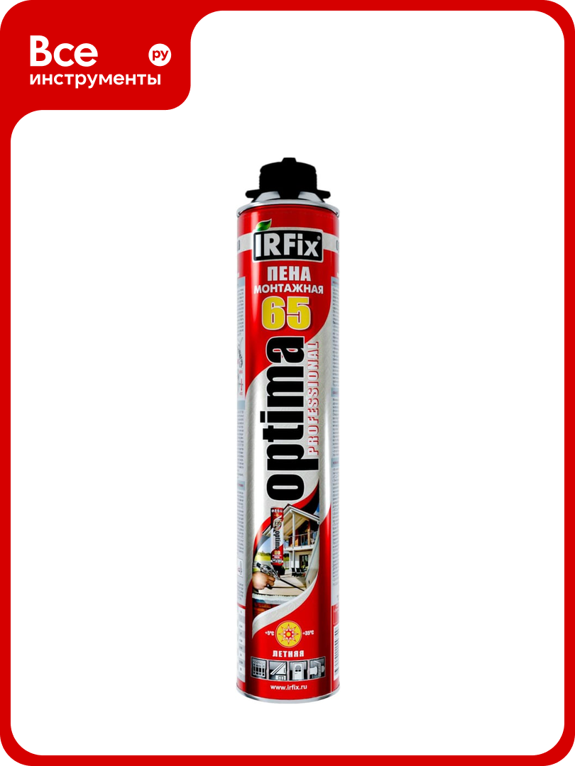 Профессиональная монтажная пена IRFIX OPTIMA 65 800 л, повышенная звукоизоляция, быстрое отверждение