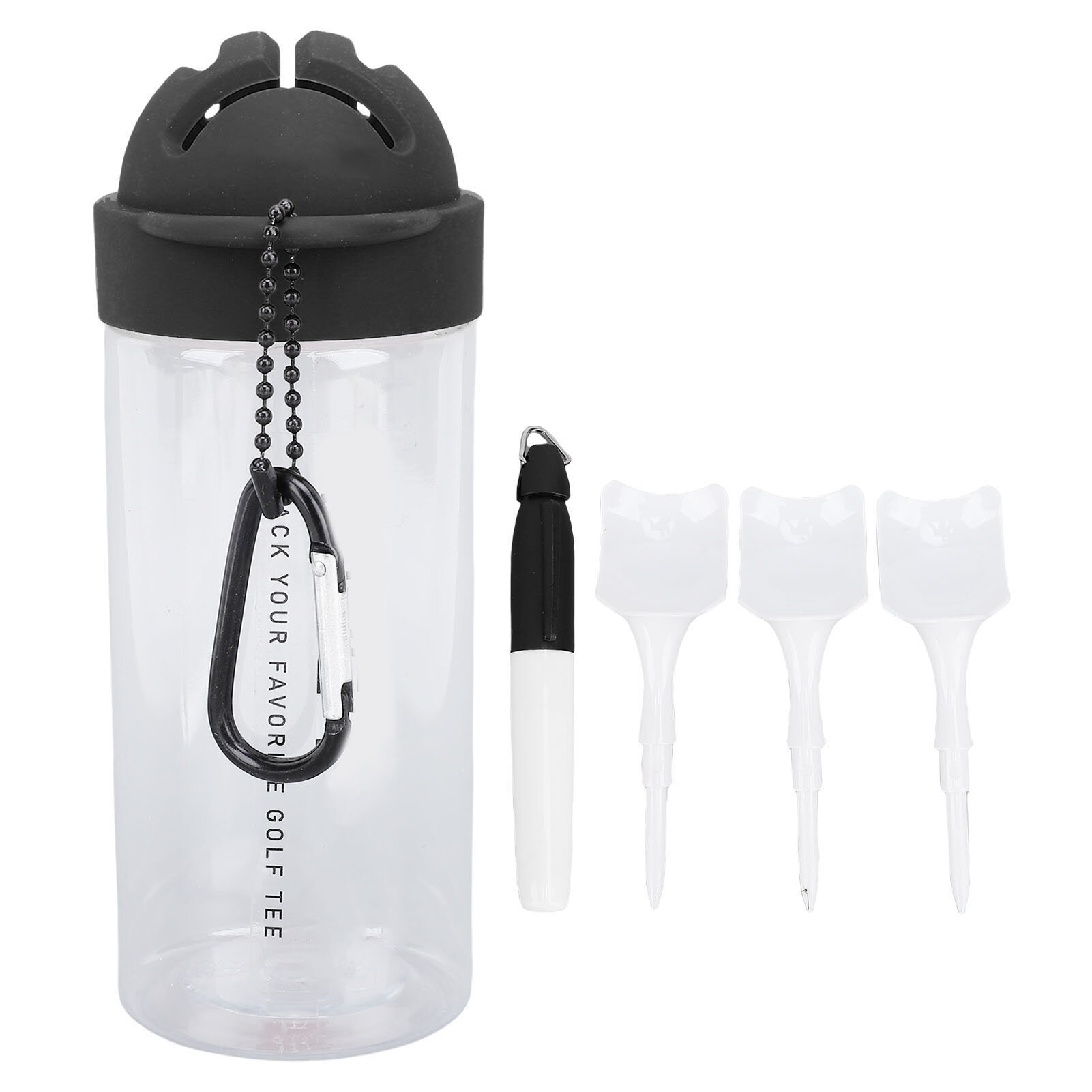 Подставки для мячей Club Ball Tees с бутылочкой для хранения и маркером, пластиковые, портативные, лепесткообразные, аксессуар для мячей Club Ball Tees, черные.