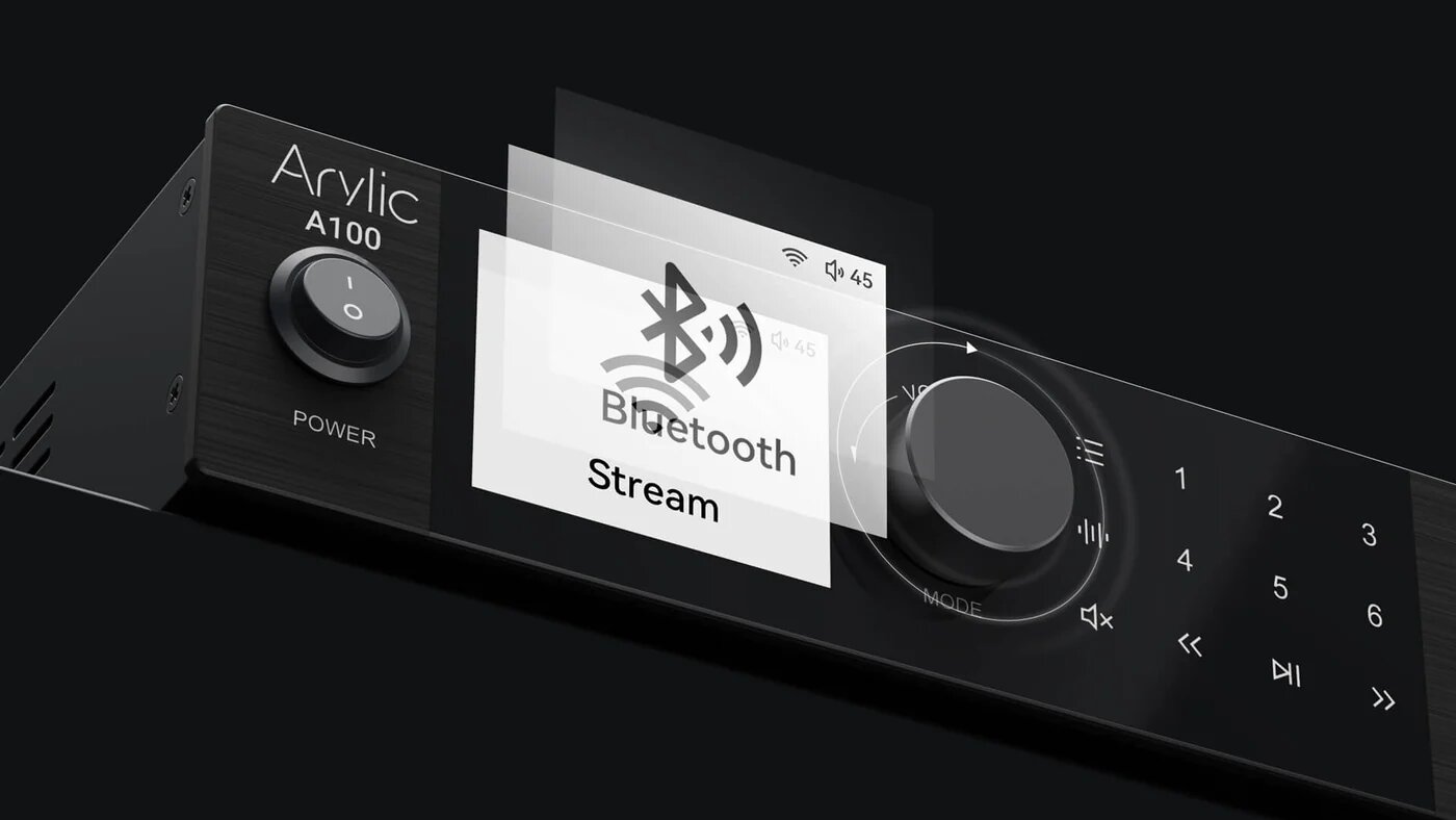 Усилитель мощности Arylic A100, Bluetooth, Wi-Fi, встроенный ЦАП, черный — фото 1