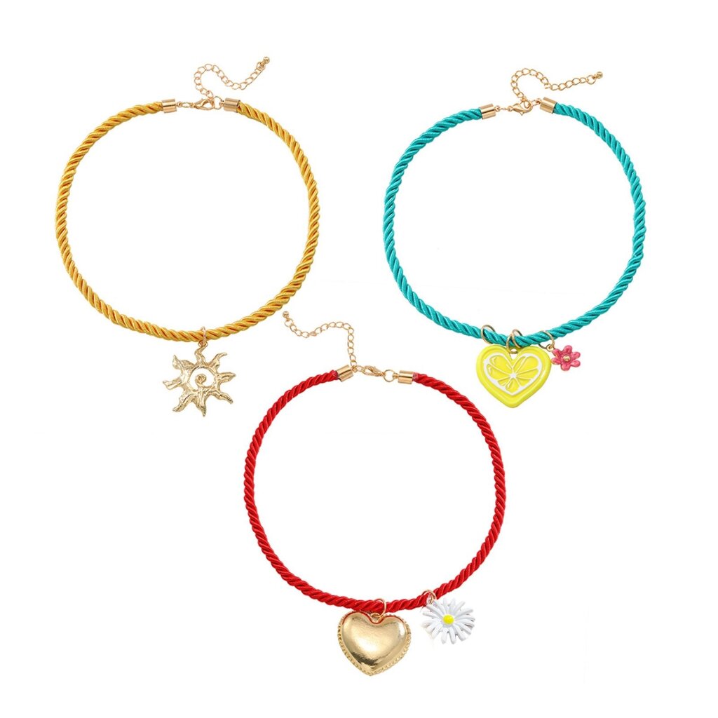 Модная многослойная подвеска с цветочным сердечком и подсолнухом, цепочка из прочного сплава, ожерелье, аксессуар для повседневного или вечернего отдыха