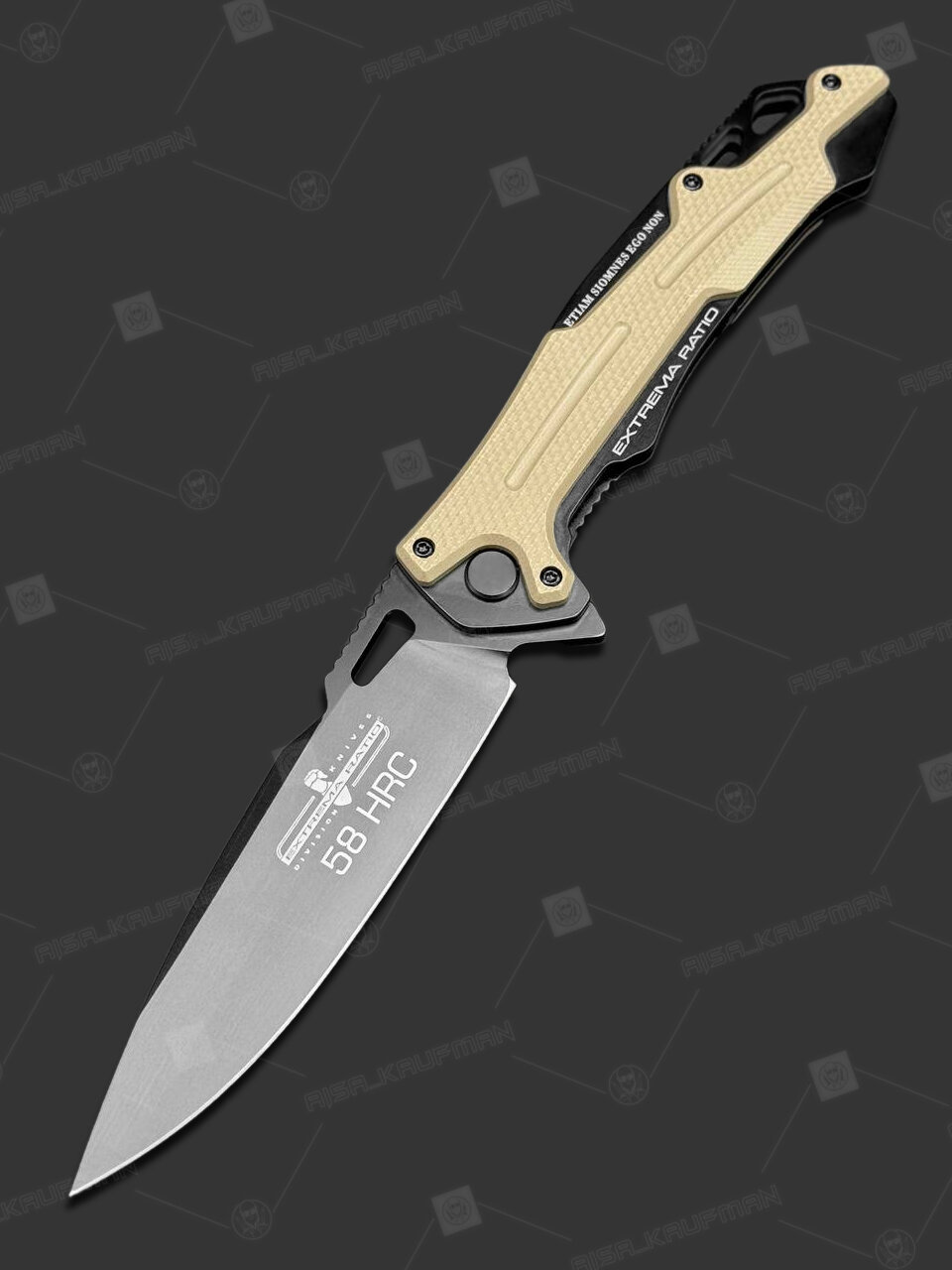 Нож складной Extrema Ratio, туристический, сталь 8Cr13MoV, рукоять стеклотекстолит G-10, бежевый