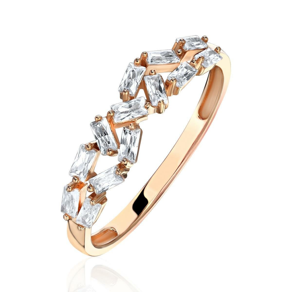 Кольцо, красное золото, 375 проба, фианит