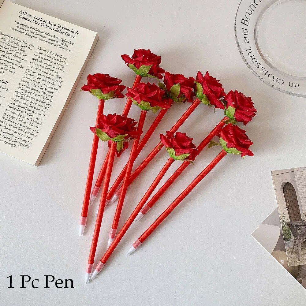 Пластиковая шариковая ручка с цветочным принтом Красный, Red