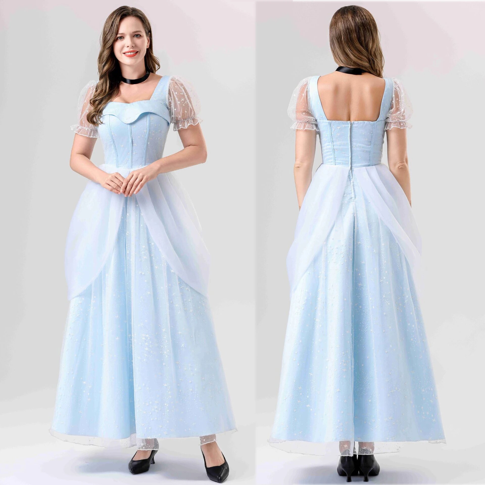 Косплей платье принцессы Cinderella-8758, голубое, размер L