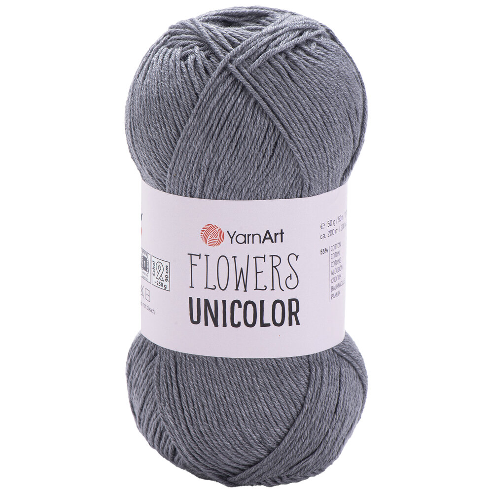 Пряжа для вязания YarnArt Flowers Unicolor 744 серый 2 шт 50 гр/200 м 55% хлопок, 45% акрил
