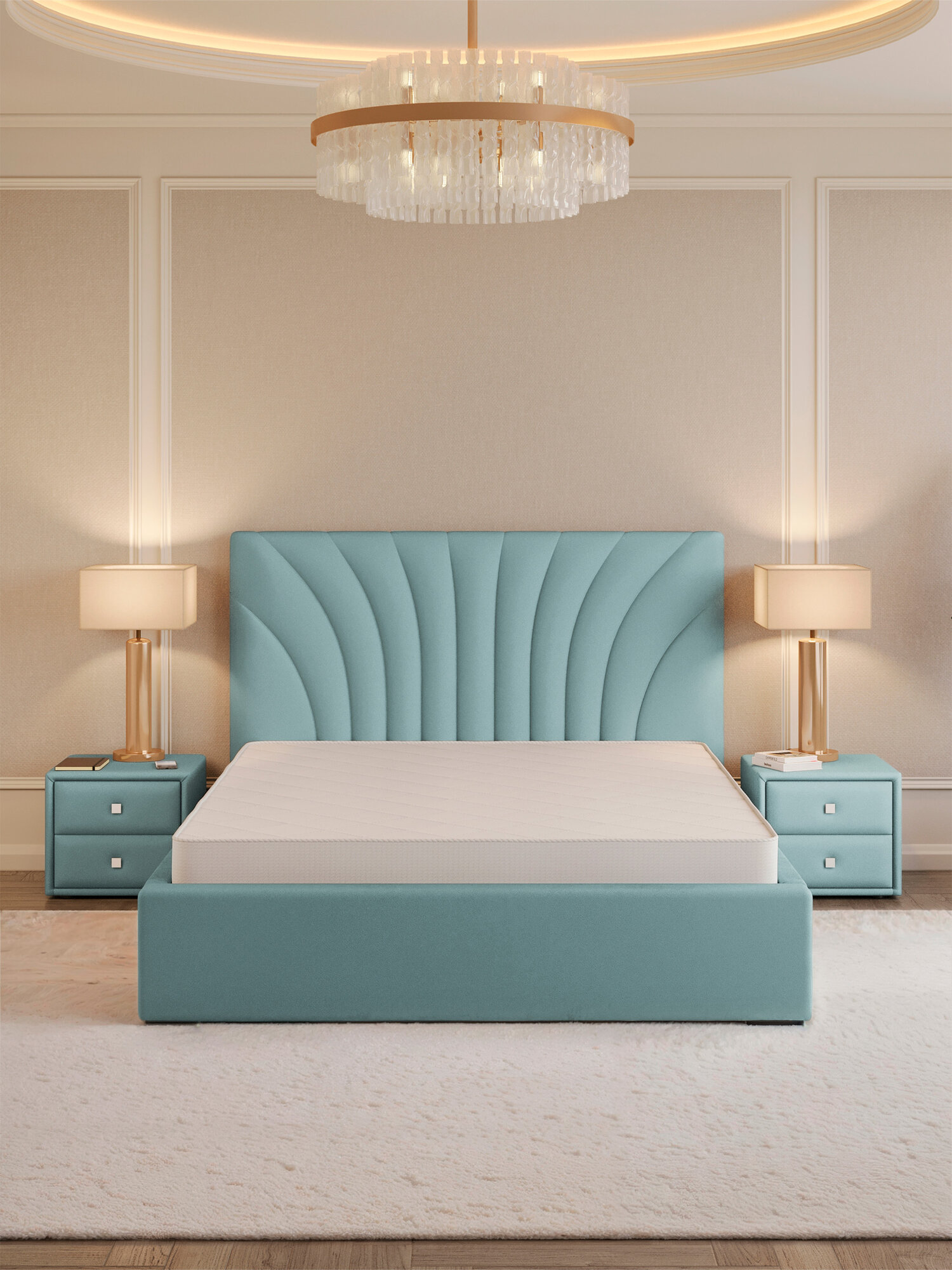 Кровать двуспальная 200х200 с подъемным механизмом, Ариэль с мягким изголовьем для дома и спальни, ортопедическое основание, ящик для белья