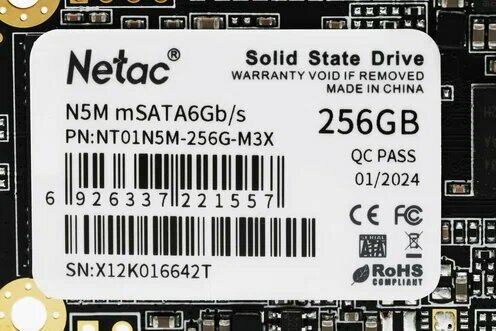 Накопитель SSD Netac SATA-III 512GB NT01N5M-512G-M3X N5M mSATA