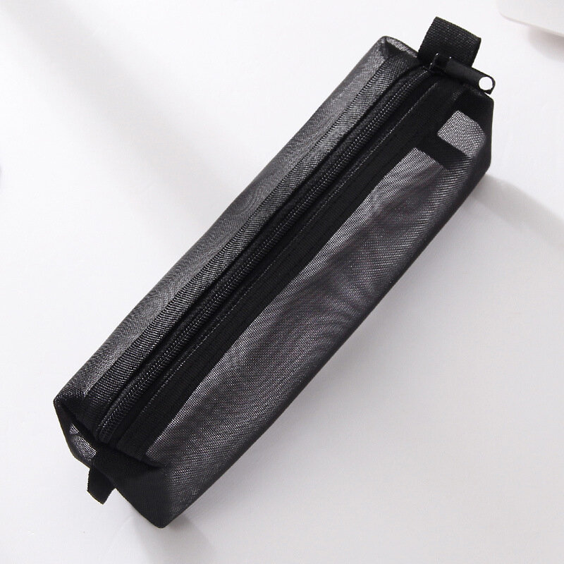 Пенал, для карандашей, прозрачный, сетчатый, универсальный, черный