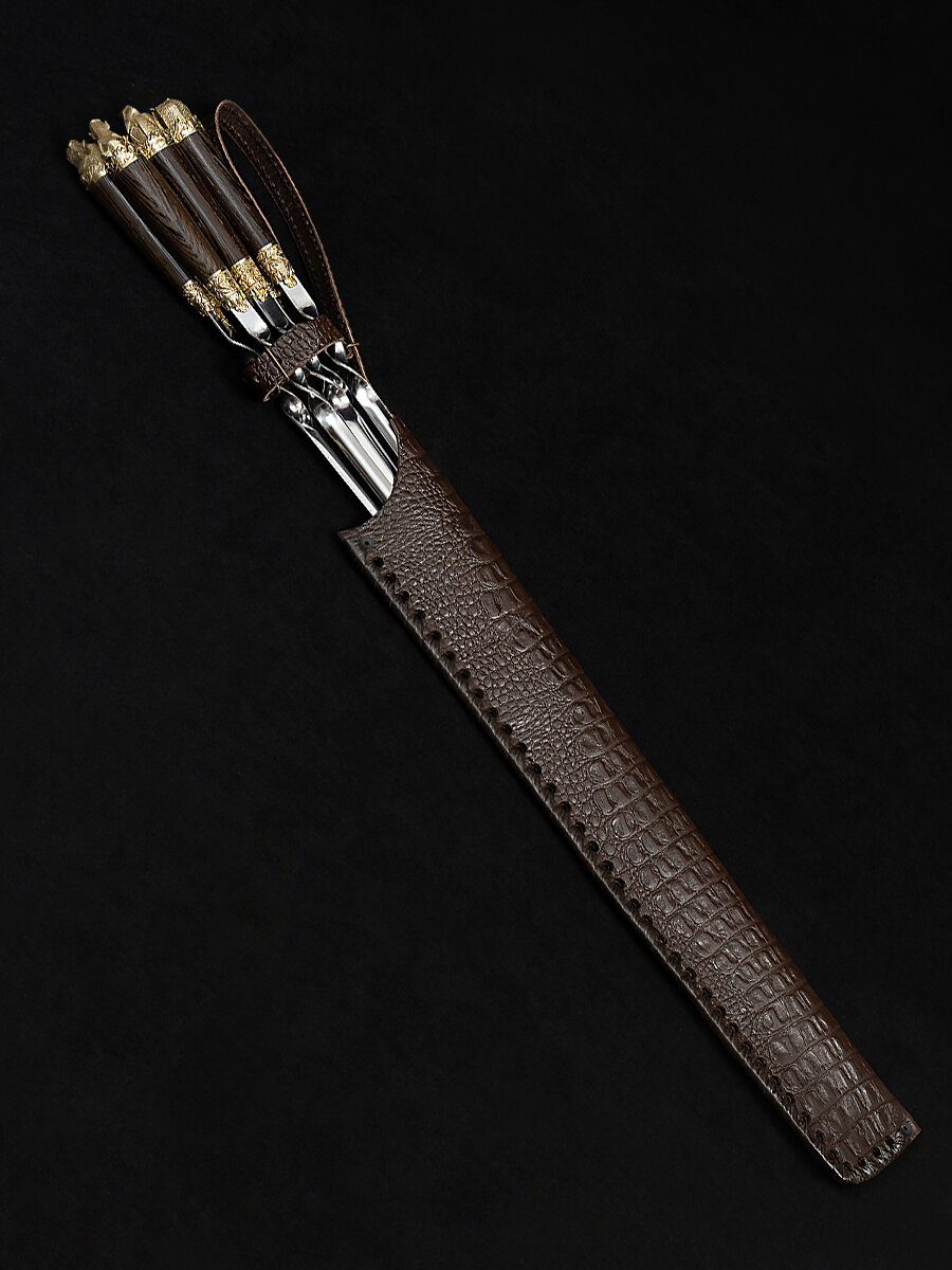 Чехол для шампуров - сумка/колчан для шампуров из кожи