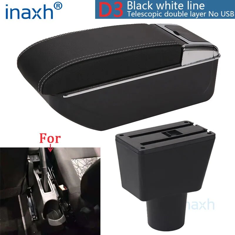 Подлокотник для LADA XRAY, центральный контейнер для хранения, детали интерьера для LADA XRAY, автомобильный подлокотник, автомобильные аксессуары D3 Black white NoUSB
