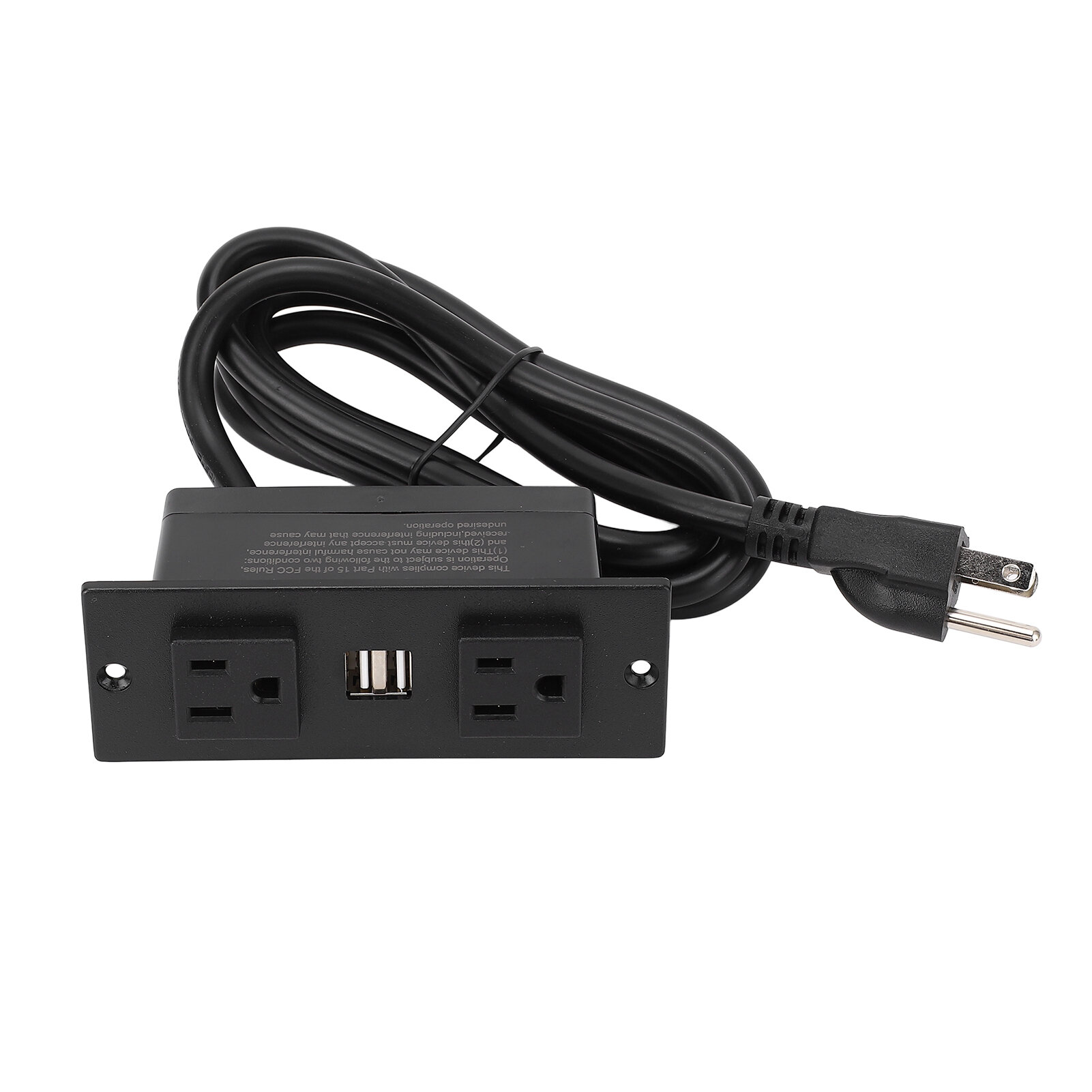 Встраиваемый сетевой фильтр с 2 розетками переменного тока и USB-портами, для мебели, стола и других целей, кабель 1,5 м.