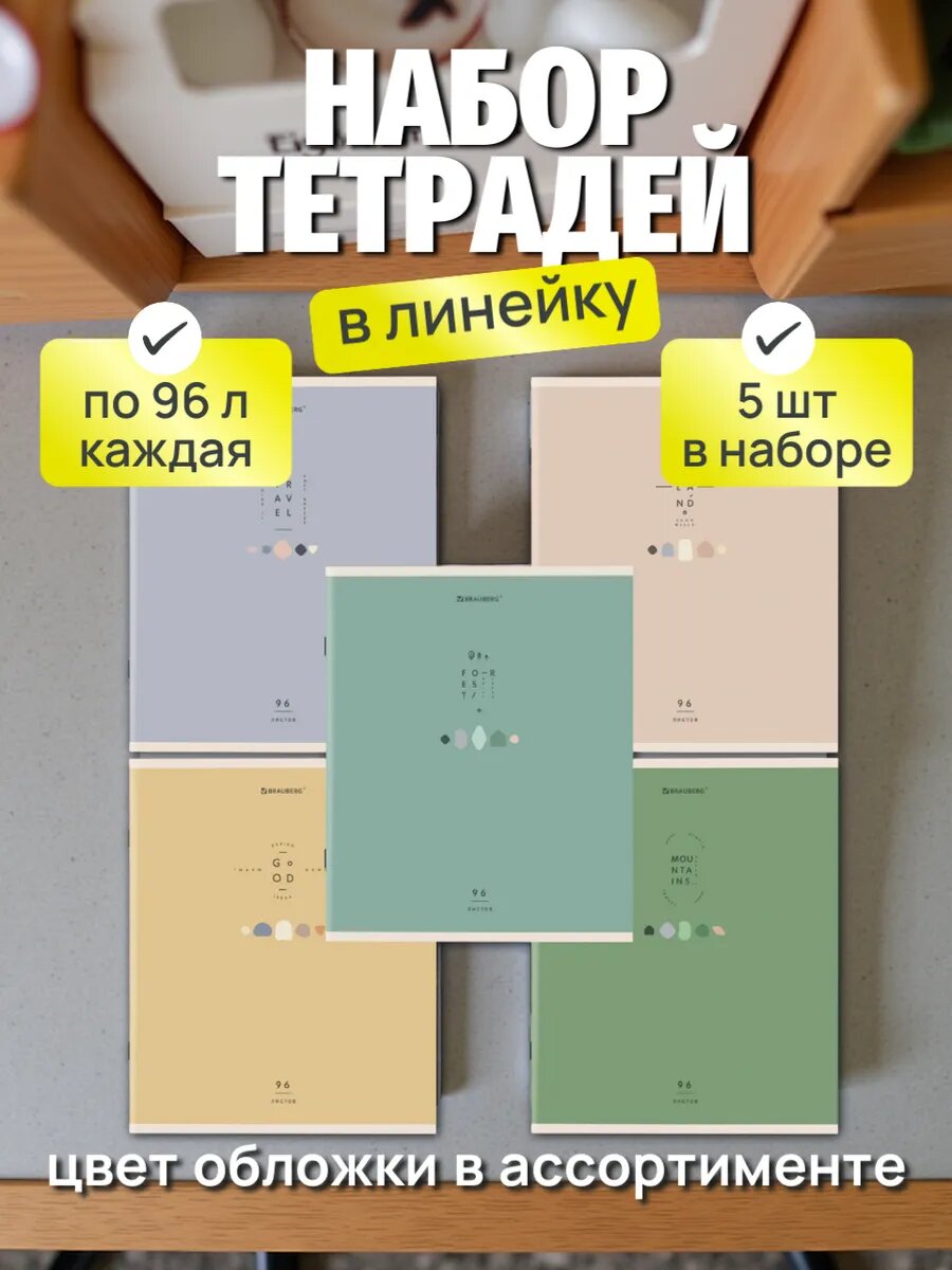 Тетради в линейку 96 л набор 5 шт