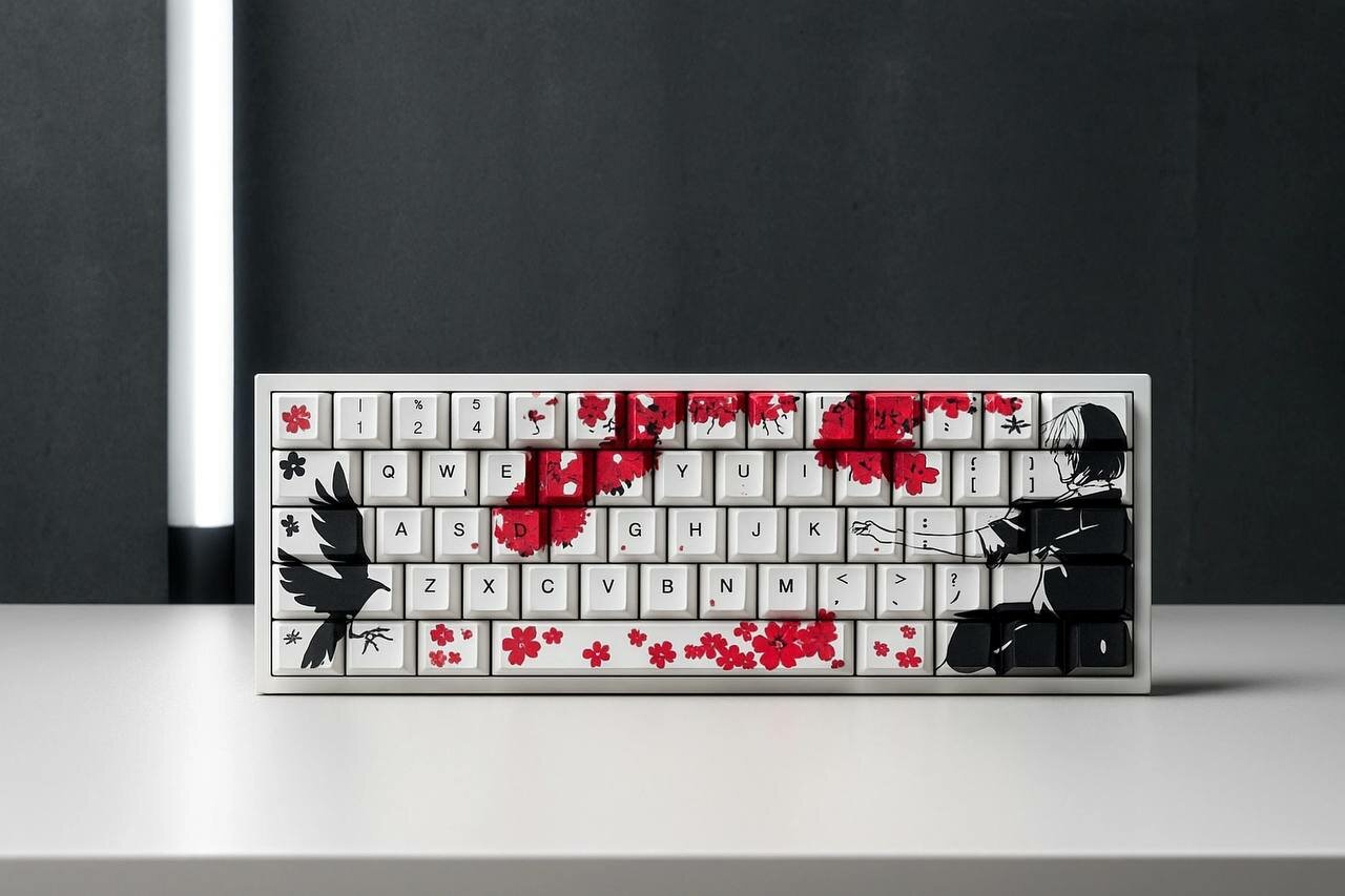 Набор кейкапов PBT OEM профиль клавиша Аниме Chainsaw Man Raven белый красный для механической клавиатуры Keychron Filco GMK XDA Cherry profile