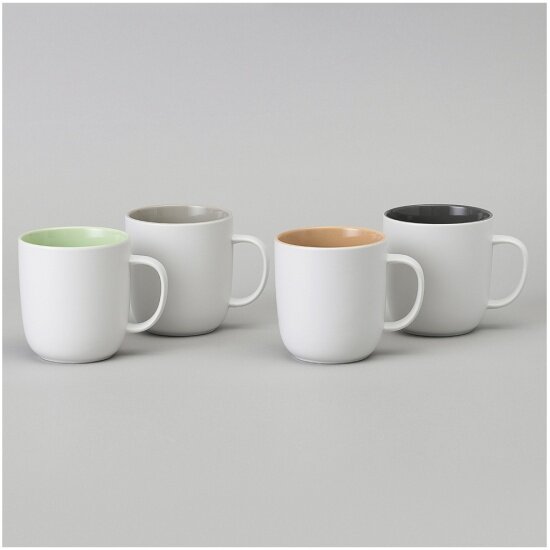 Набор кружек Bronco "velour", 4 шт, 400 мл, микс, белый